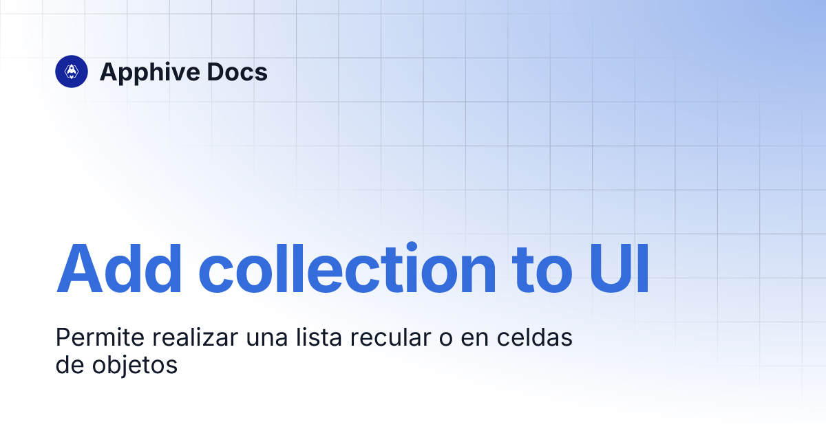 Add collection to UI | Apphive Docs