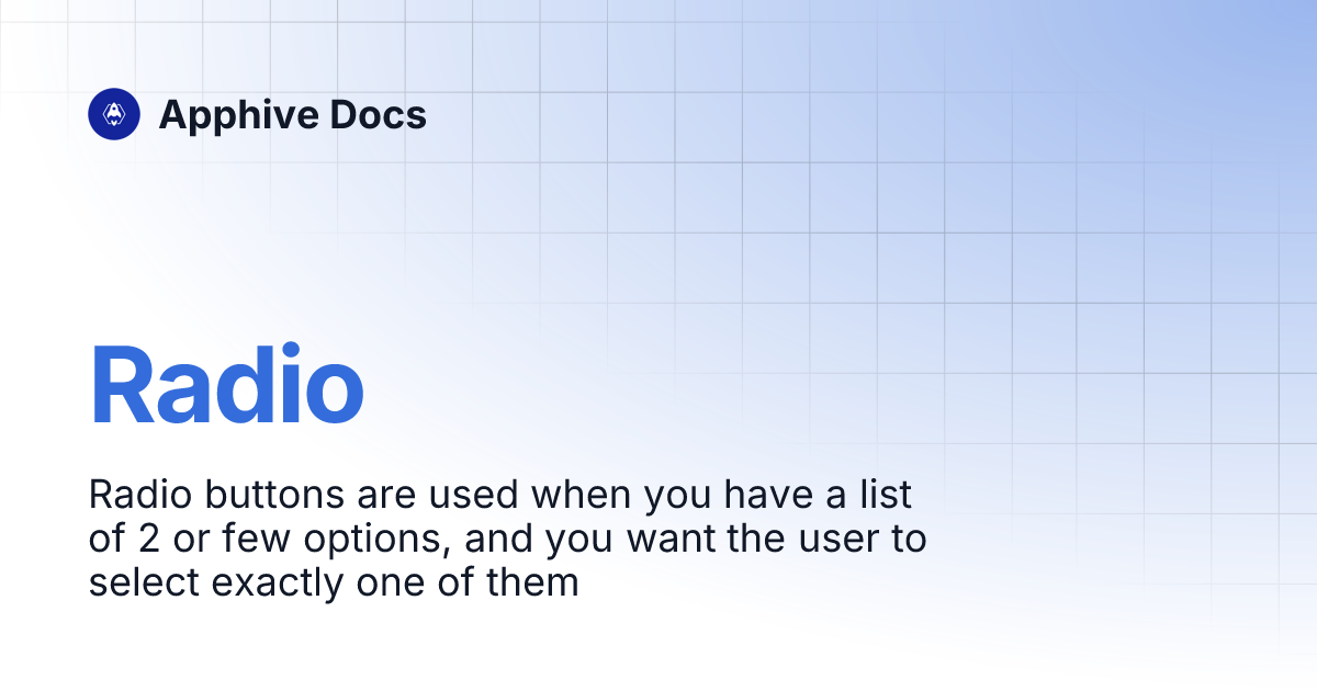 Radio | Apphive Docs