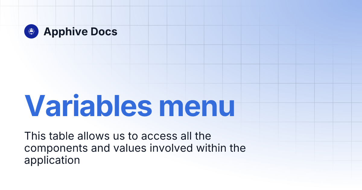 Variables menu | Apphive Docs