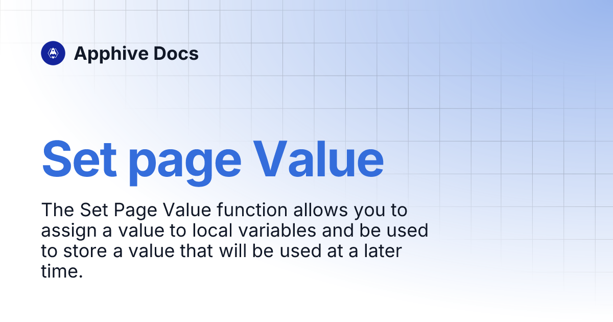 Set page Value | Apphive Docs