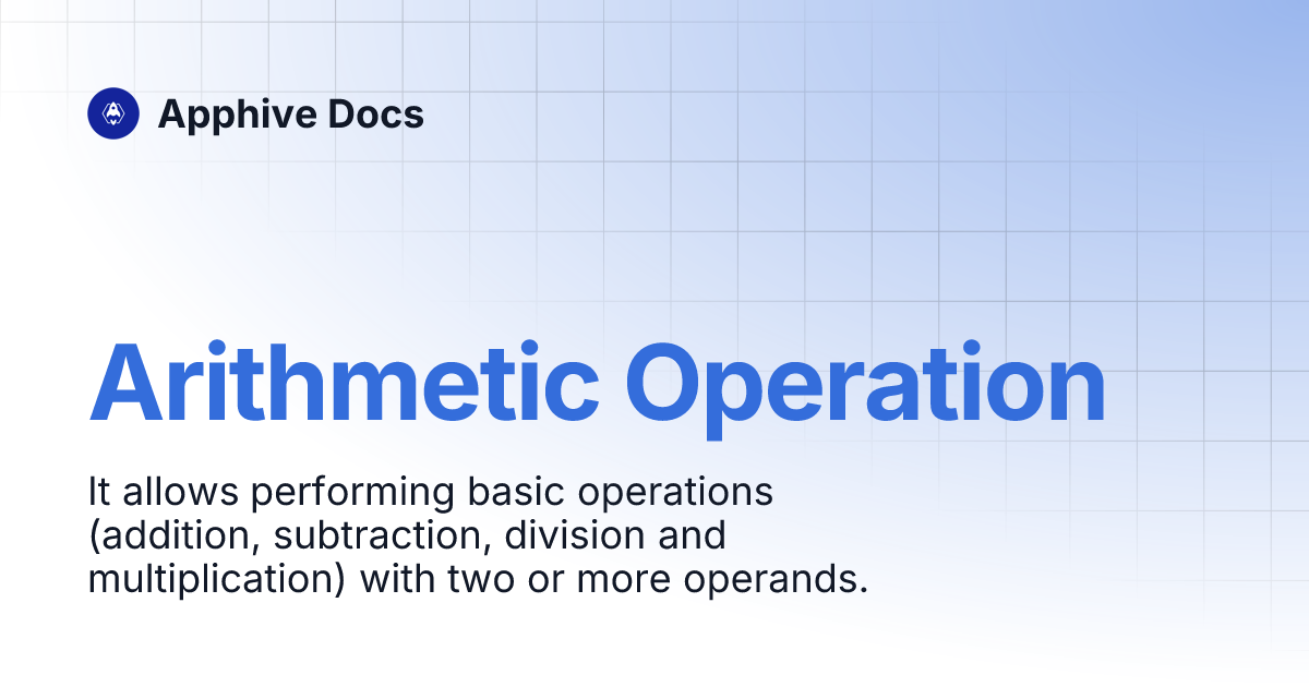 Arithmetic Operation | Apphive Docs