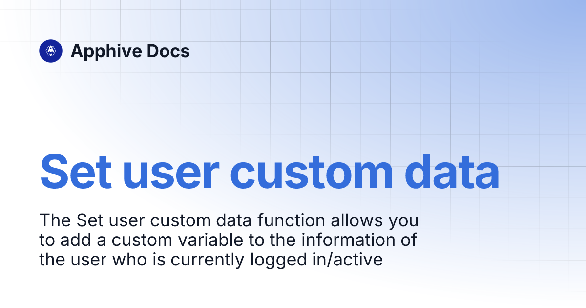 Set user custom data | Apphive Docs