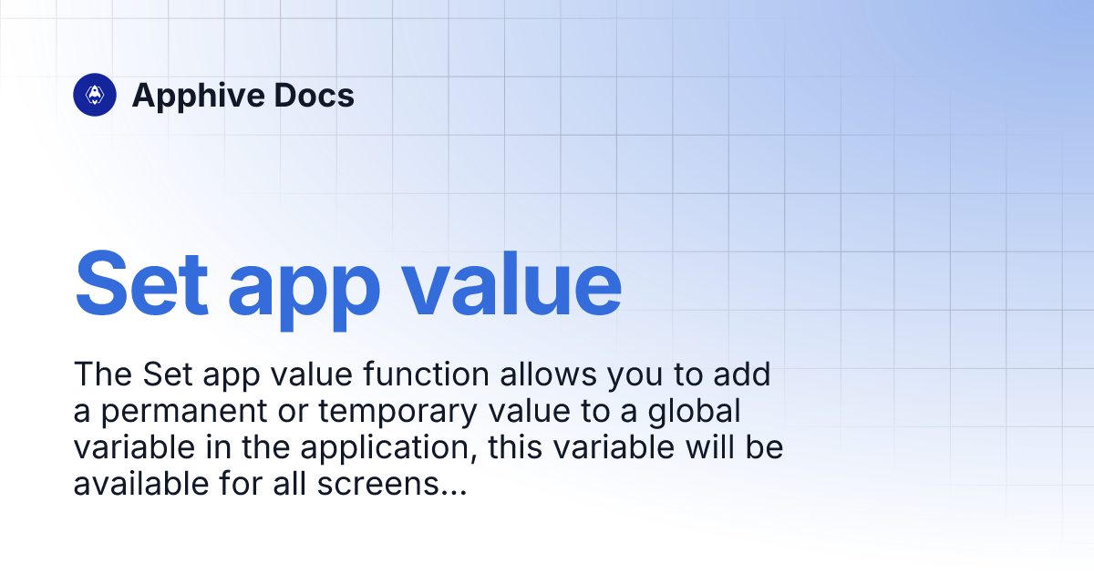Set app value | Apphive Docs