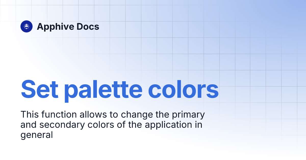 Set palette colors | Apphive Docs