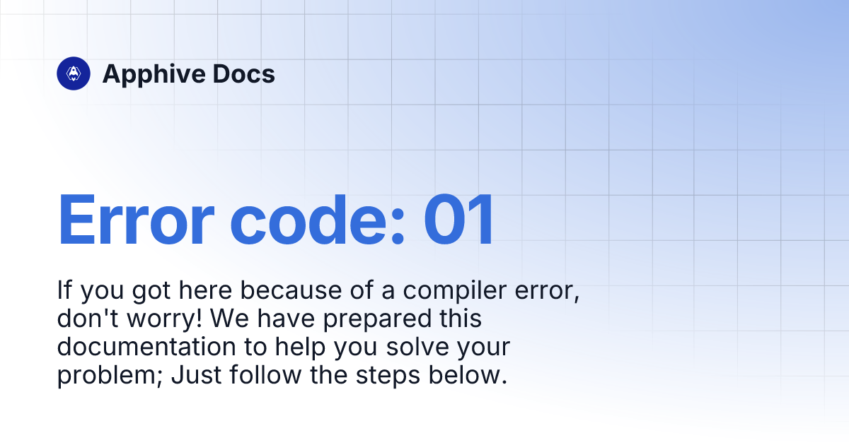 Error code: 01 | Apphive Docs